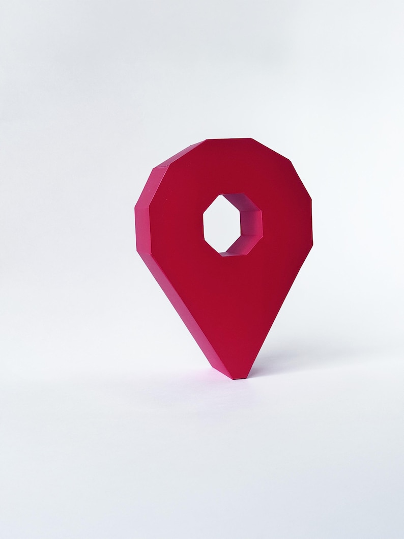 3D Map Pin Paper Craft | Location Marker DIY Model | Geometric Desktop ...