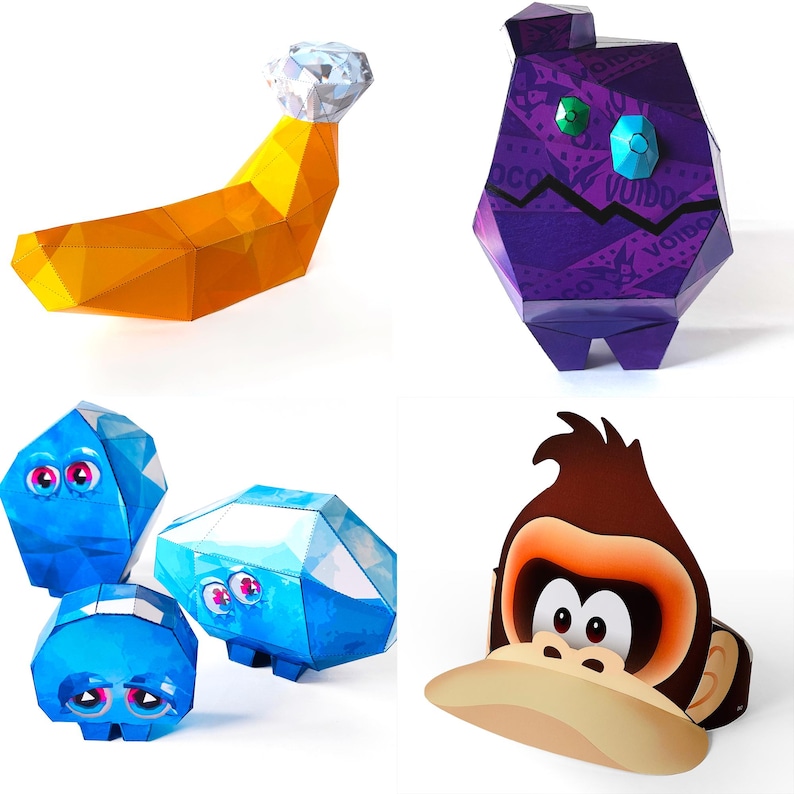 Donkey Kong Paper Hat & Bananza Papercraft Bundle | Odd Rock Buddy ...