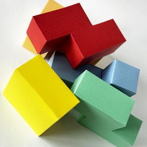 3D Tetris Block Paper Craft Kit - DIY Polygon Desk Decor, Gaming Room ...