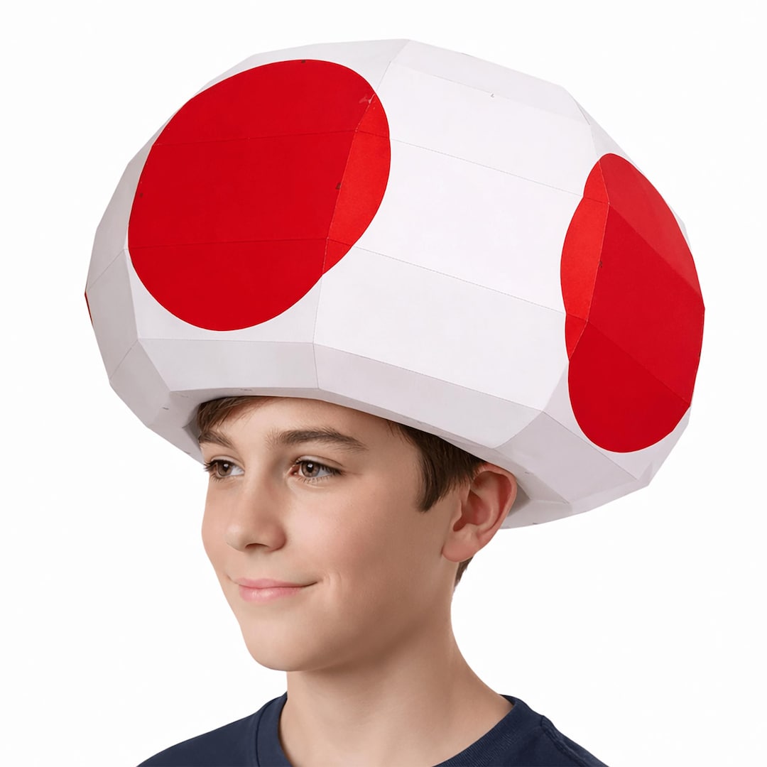 Mario Toad Mushroom Hat Papercraft Template, Wearable Costume Helmet ...