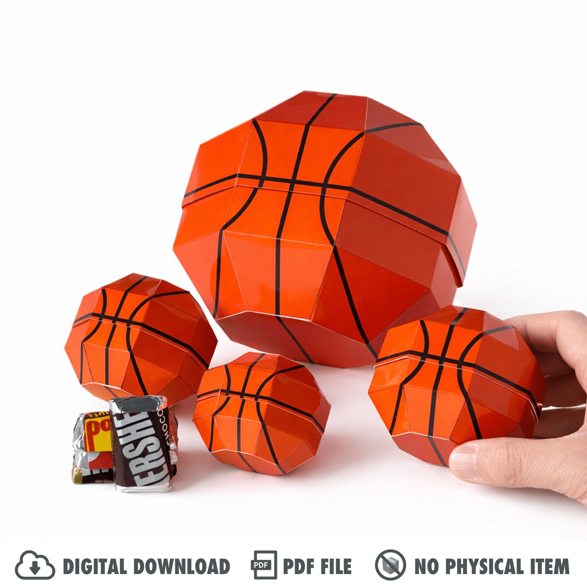 Basketball Treat Boxes Papercraft Template | Four Sizes, Party Favors ...