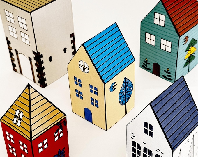 Printable Coloring 5 Buildings and Old Town Street, Printable Paper ...