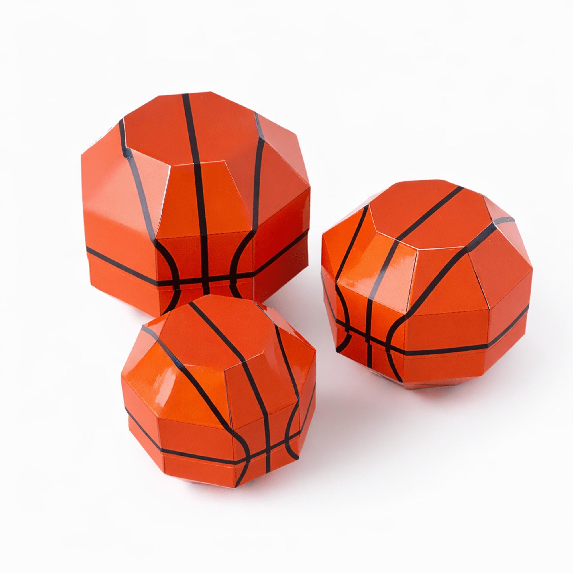 Basketball Treat Boxes Papercraft Template | Four Sizes, Party Favors ...