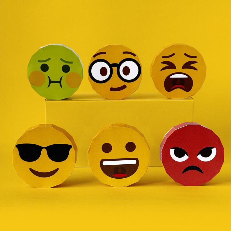 Emoji Papercraft Kit – Printable 3D Craft for Kids | Fun Emoticon DIY ...