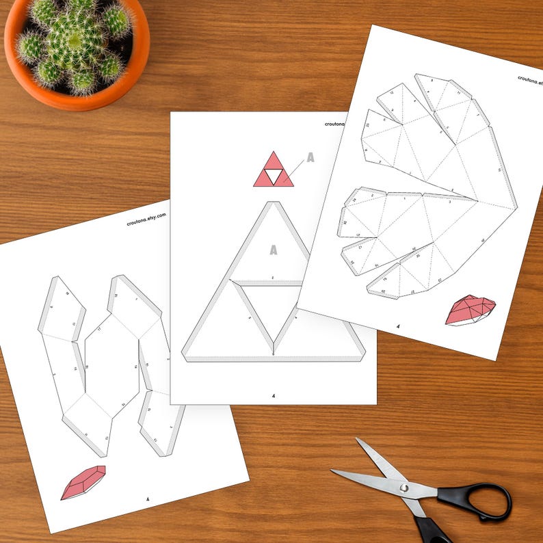 Legend of Zelda-inspired Paper Craft Bundle – Rupee, Triforce & Heart ...