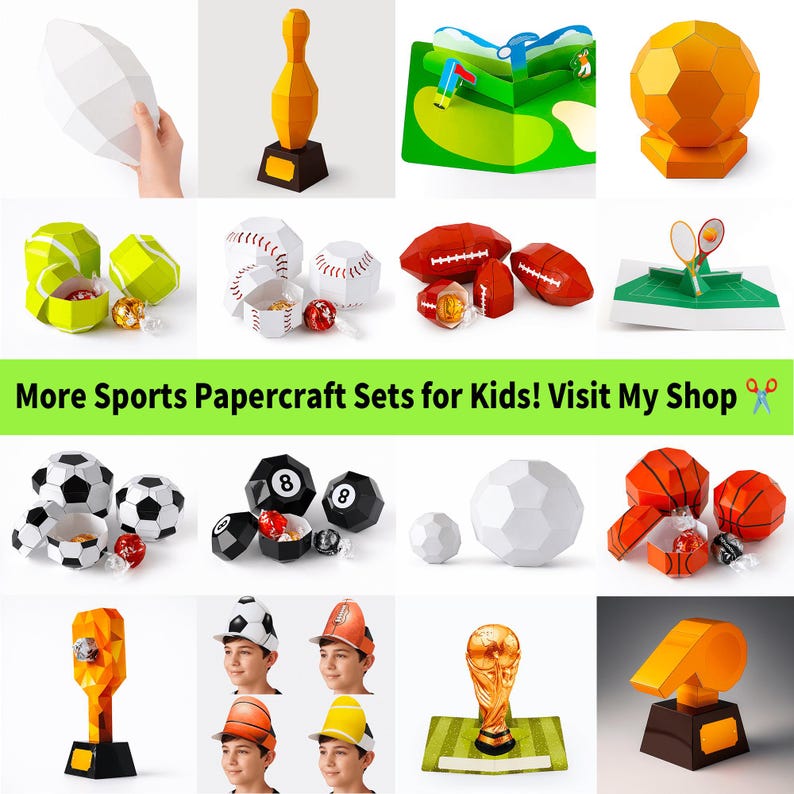 Tennis Ball Nesting Papercraft Boxes Set Three Sizes Printable Party ...