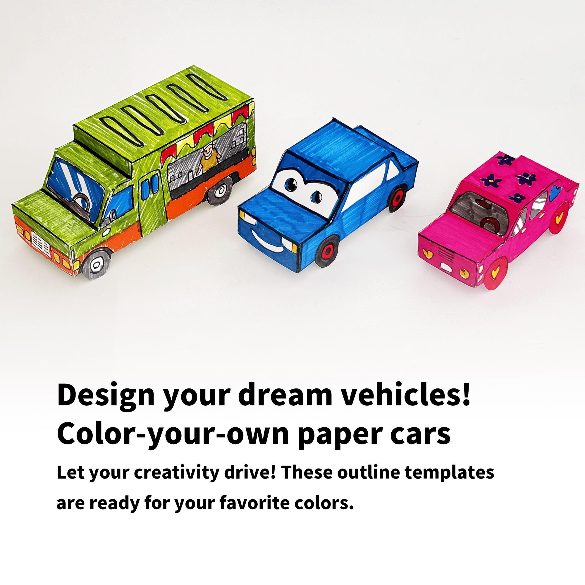 Nesting Cars Paper Craft Kit | Printable DIY 3D Vehicles for Kids ...