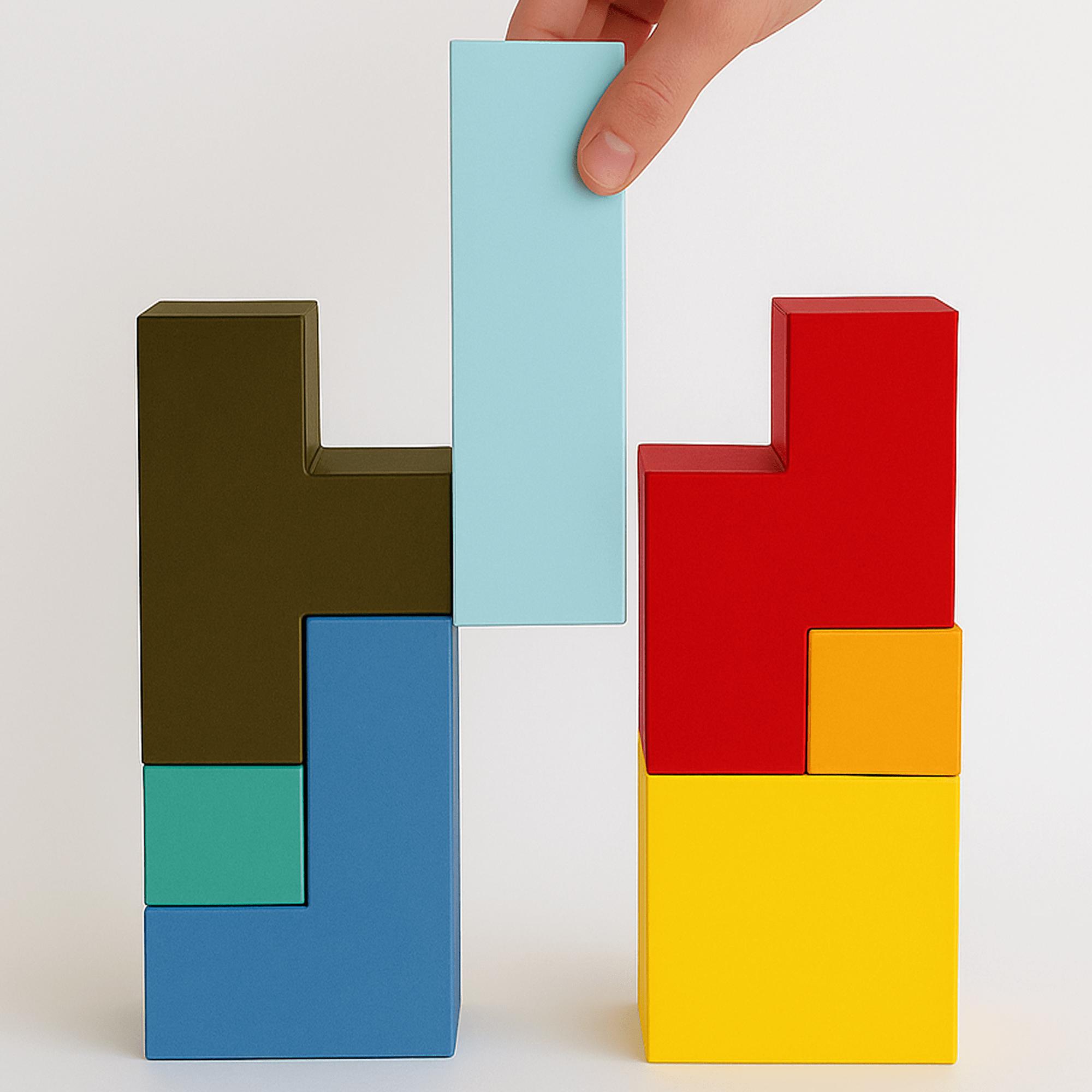 3D Tetris Block Paper Craft Kit – DIY Geometric Desk Decor (PDF Pattern ...