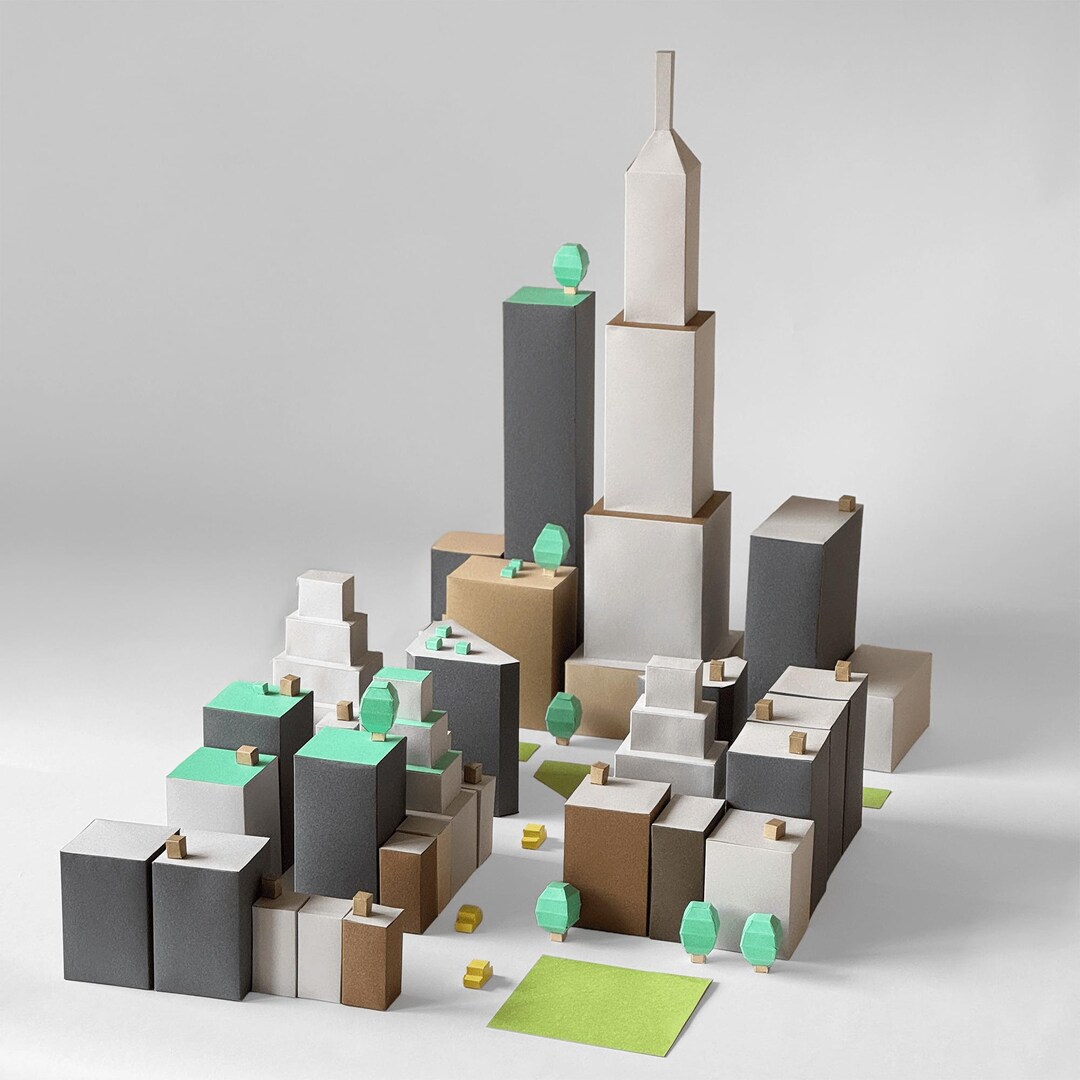 Tiny Metro Set • Printable Papercraft PDF • Skyscrapers, City Blocks ...