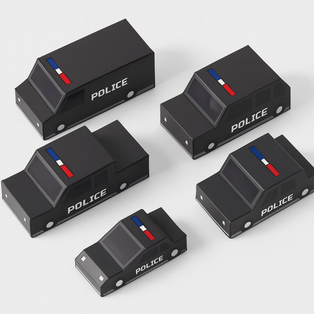 Printable Police Car Collection—5 DIY Papercraft Templates: Sedan, SUV ...