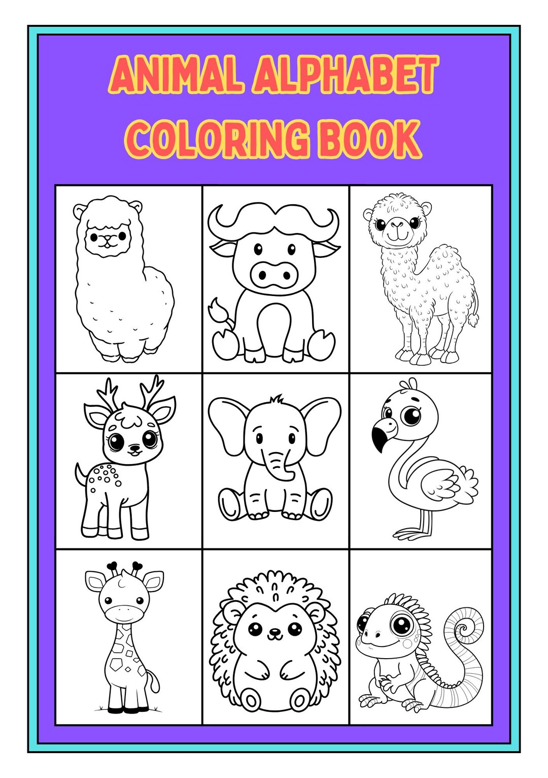Animal Alphabet Colouring Book Template for Coloring, Educational Kids ...