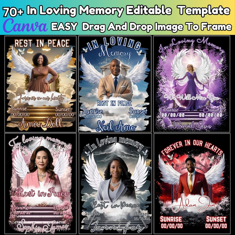 70+ in Loving Memory Design Canva Editable Bundle, Memorial &funeral ...