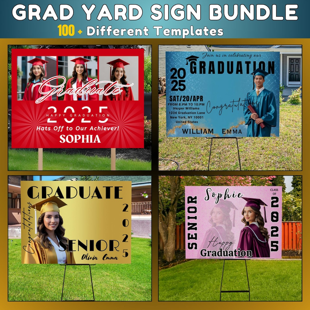 100+ Graduation Yard Sign Canva Editable Templates, Congrats Grad Signs ...