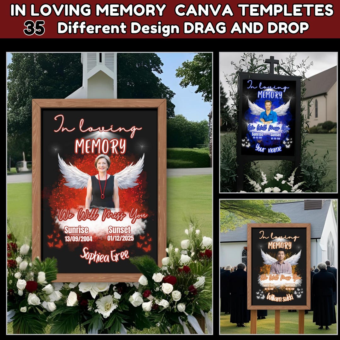 35 in Loving Memory Design Canva Editable Bundle, Memorial Design ...
