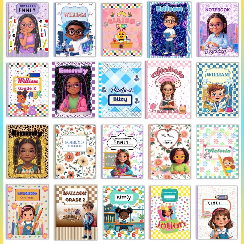 35+composition Book Cover Mega Bundle, Canva Composition Notebook ...