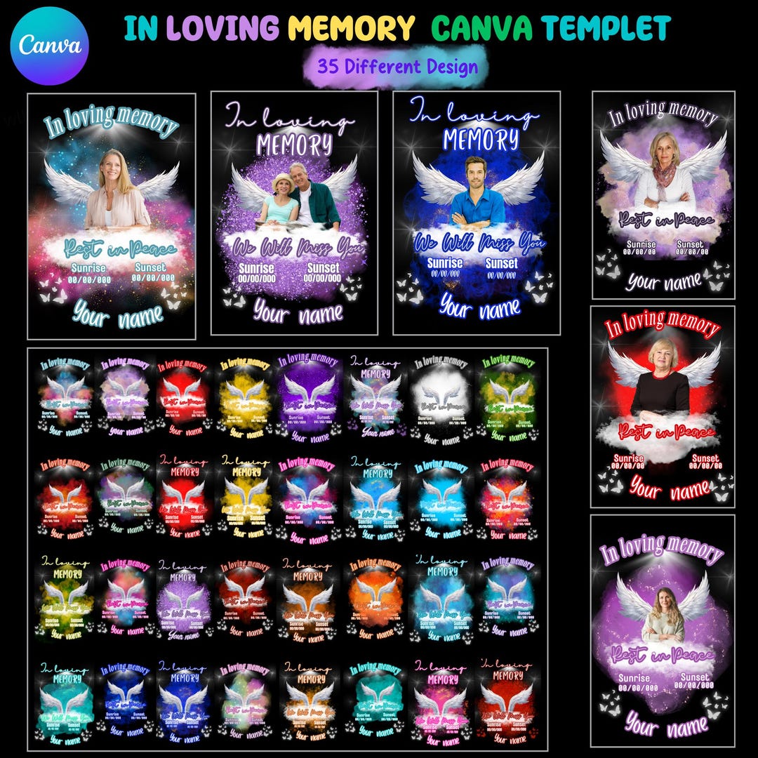 35 in Loving Memory Design Canva Editable Bundle, Memorial Design ...