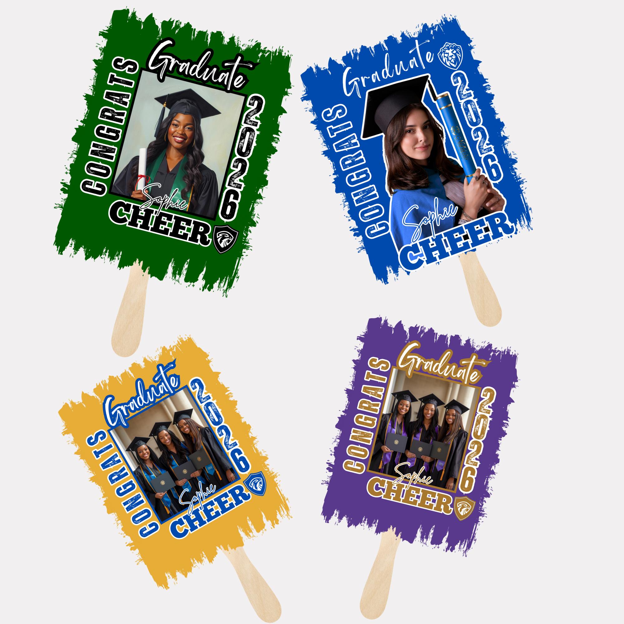 Custom Grad Fan Canva Editable Template, Graduation Fans, Congrats Grad ...