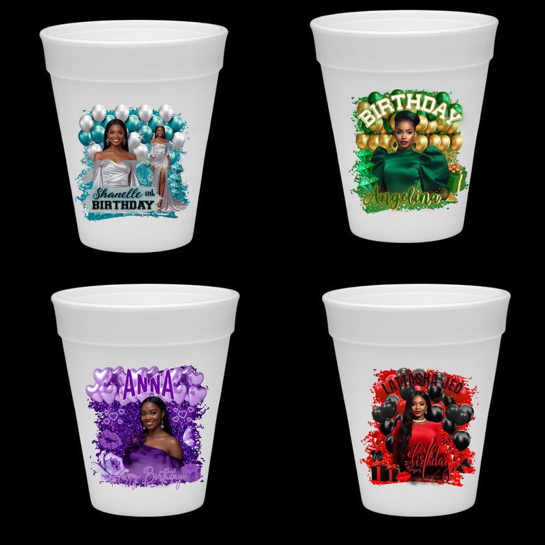 Birthday Styrofoam Cup Stickers Editable Template, Birthday Party ...