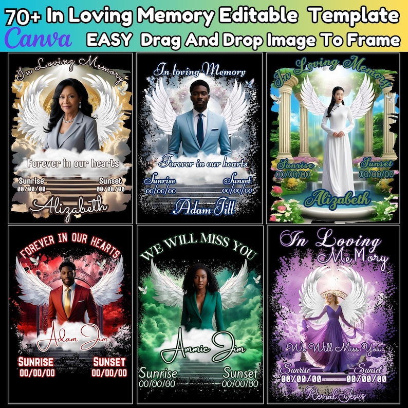 70+ in Loving Memory Design Canva Editable Bundle, Memorial &funeral ...