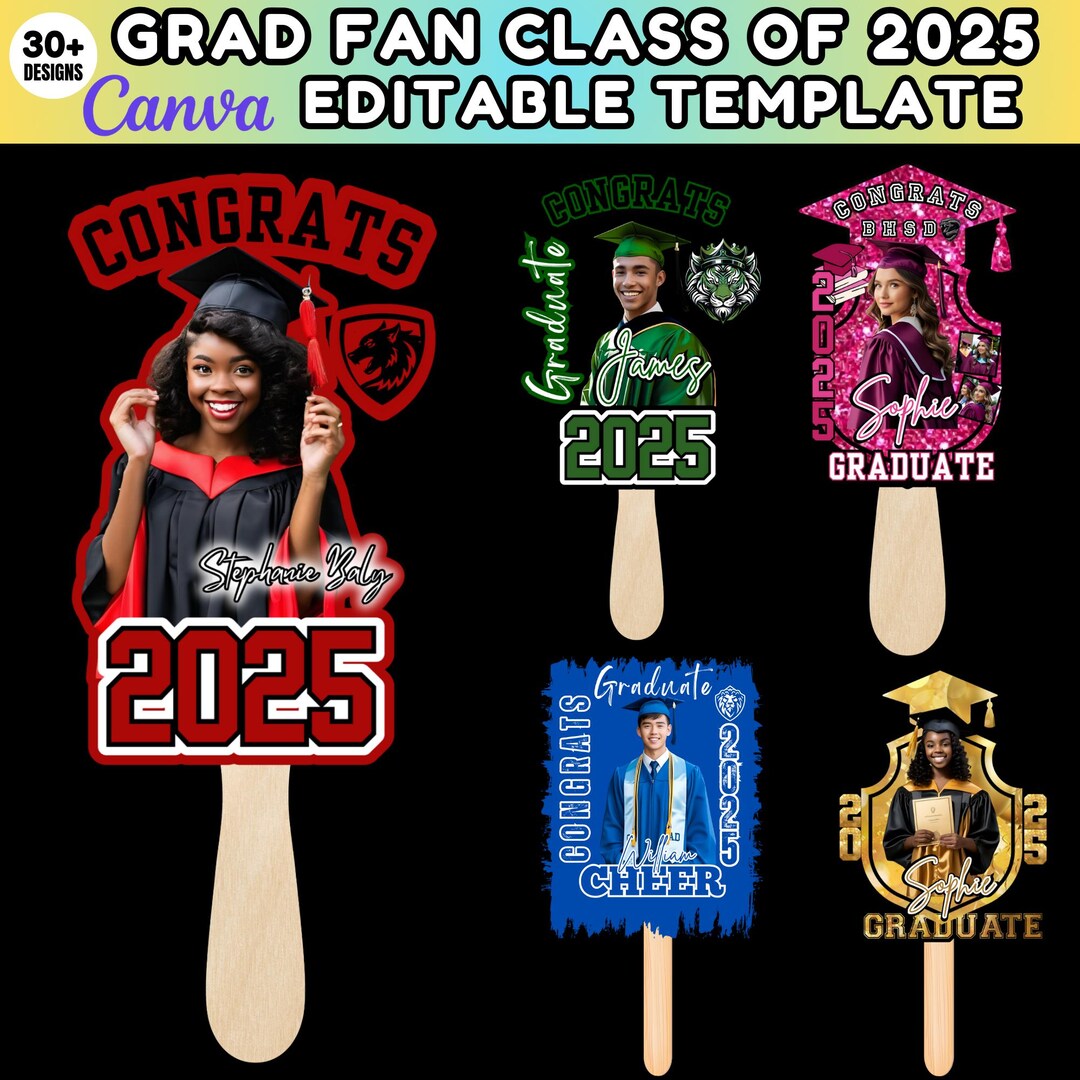 30+ Grad Fan Canva Editable Template, Class of 2026 Graduation Paddle ...