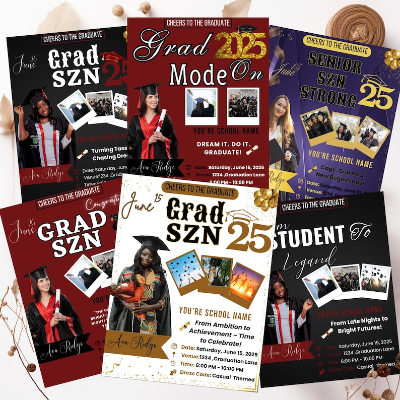 12 Graduation Flyer Template 2025 Canva Editable, Graduation Party ...