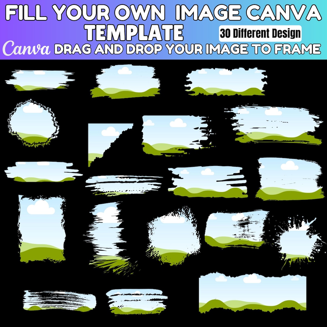 Bleach Effect Distressed Edge Canva Editable Frames Bundle, Fill Your ...