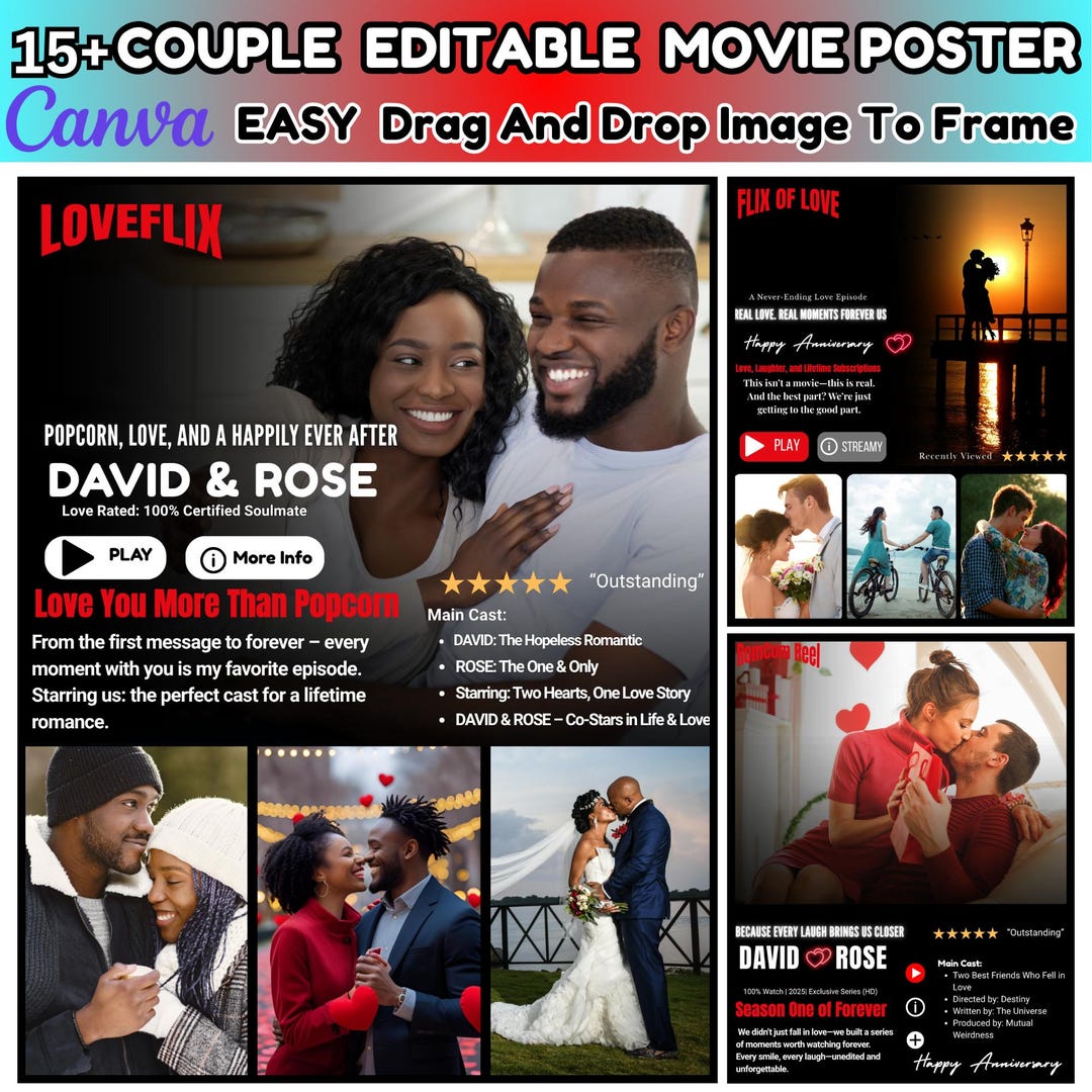 15+couple Movie Poster Canva Editable Template, Anniversary Movie ...