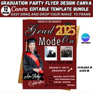 12 Graduation Flyer Template 2025 Canva Editable, Graduation Party ...