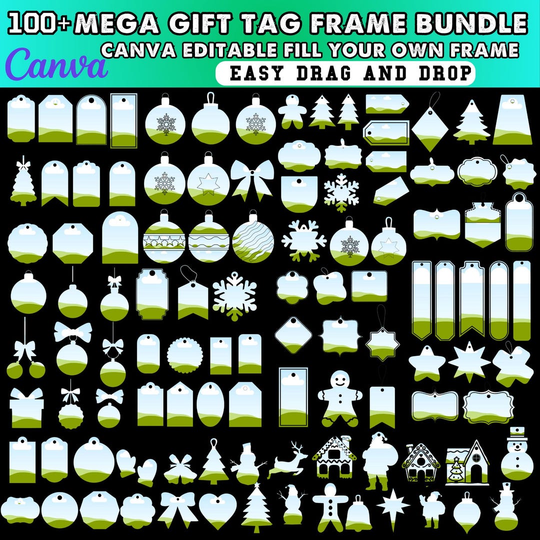 100+ Gift Tag Canva Editable Template Mega Bundle, Christmas Gift Tag ...