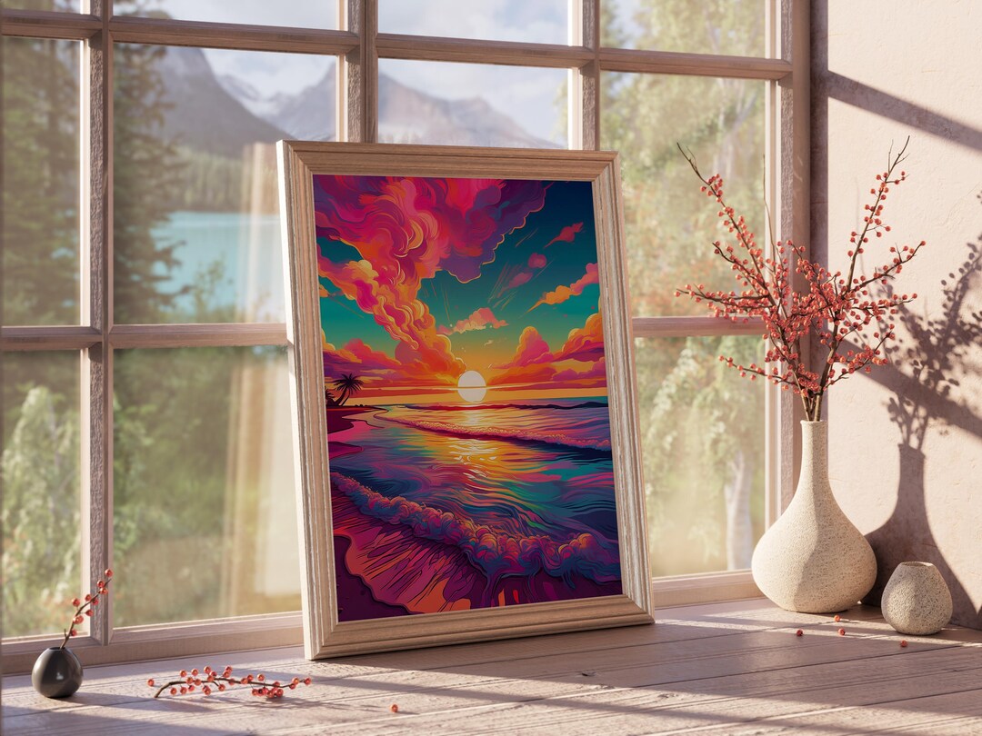Trippy Sunset Art | Sunset Poster | Sunset Wall Art | Sunset ...