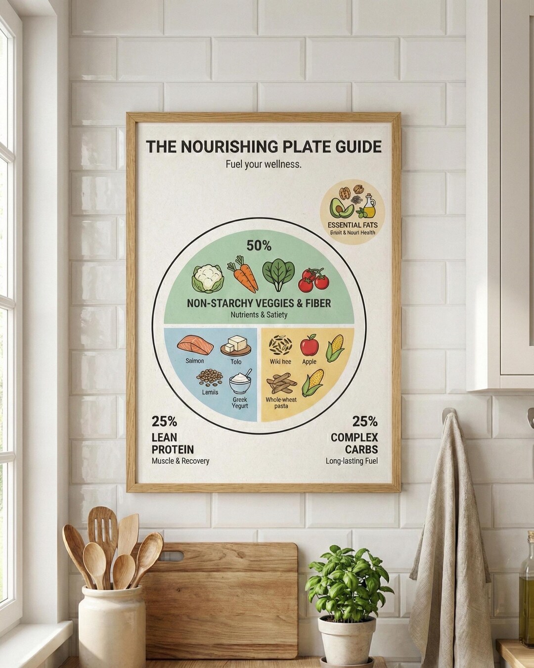 Healthy Eating Plate Poster – Nutrition Guide, Macro Balance (digital ...