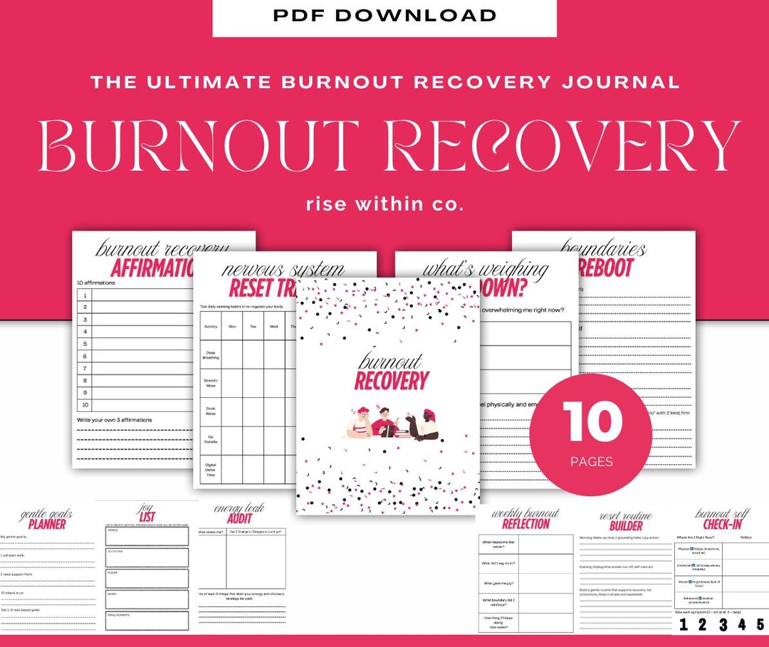 Burnout Recovery Prevention Template Stress Worksheets Self-care ...