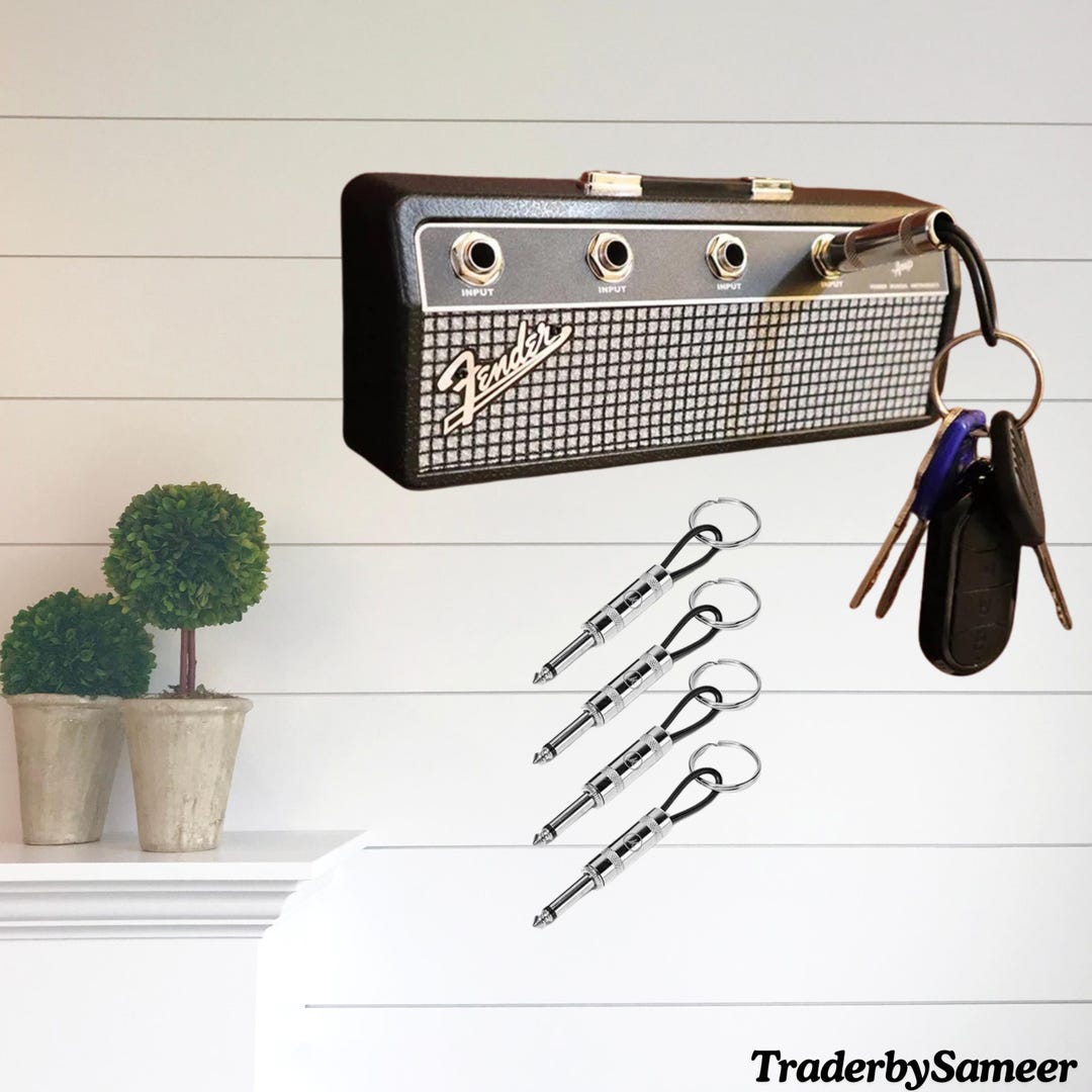 Guitar Amp Key Holder: Wall Mounted Music Decor With 4 Jack Keychains ...