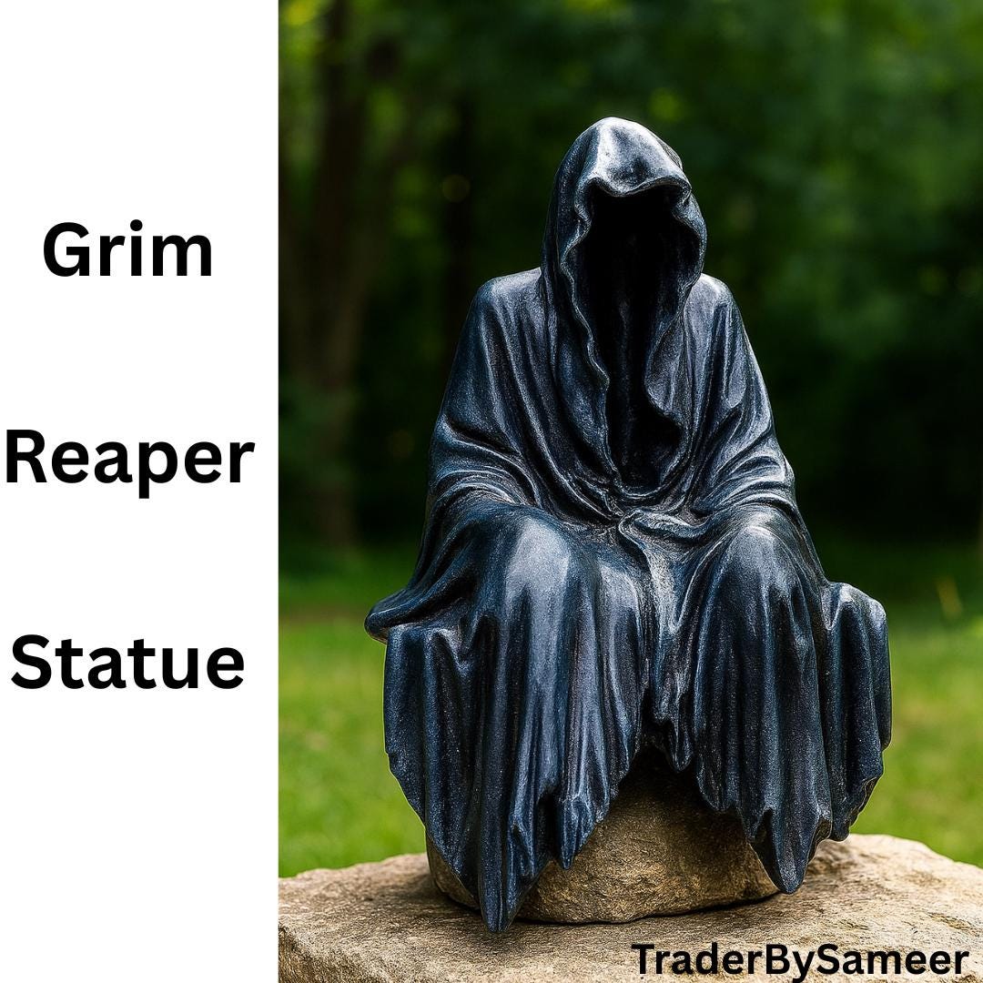 Sitting Grim Reaper Statue: Gothic Halloween Decor - Etsy
