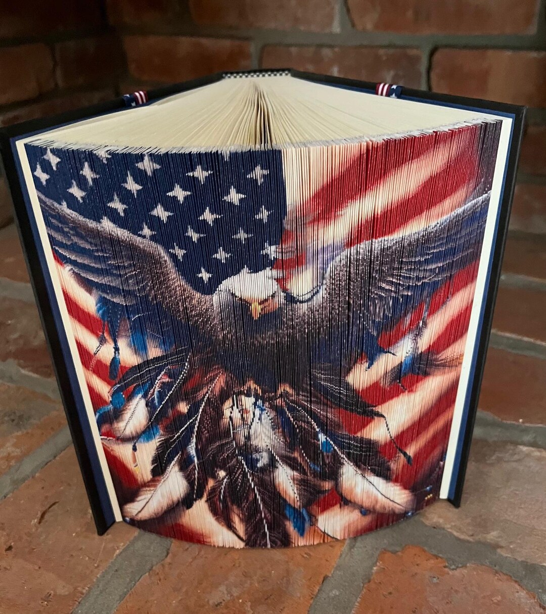 USA, Bald Eagle Flag Book Art - Patriotic Decor - Etsy