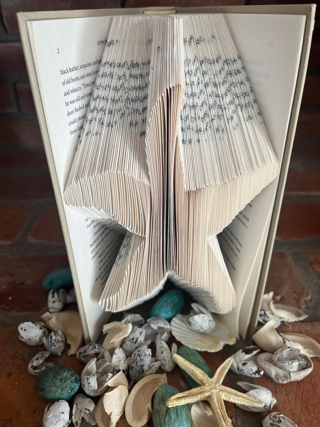 Starfish Book Art Sculpture, Ocean Beach Decor, Book Lover Gift - Etsy