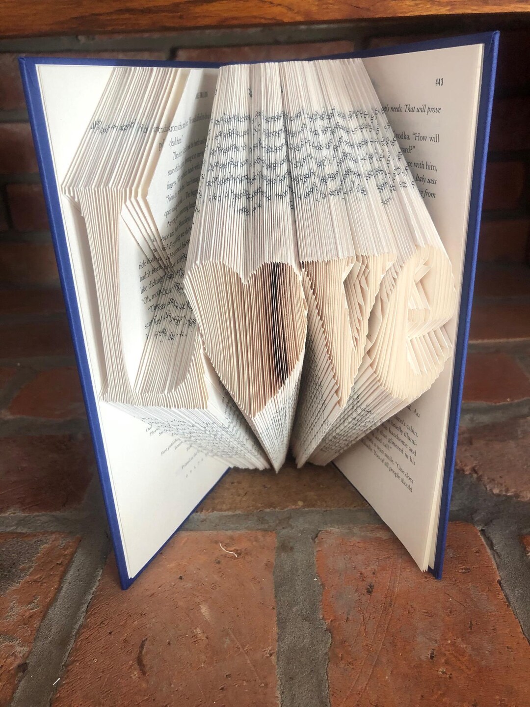 LOVE, Cut and Fold Book Art: Heart of Love Home Decor - Book Lover Gift ...
