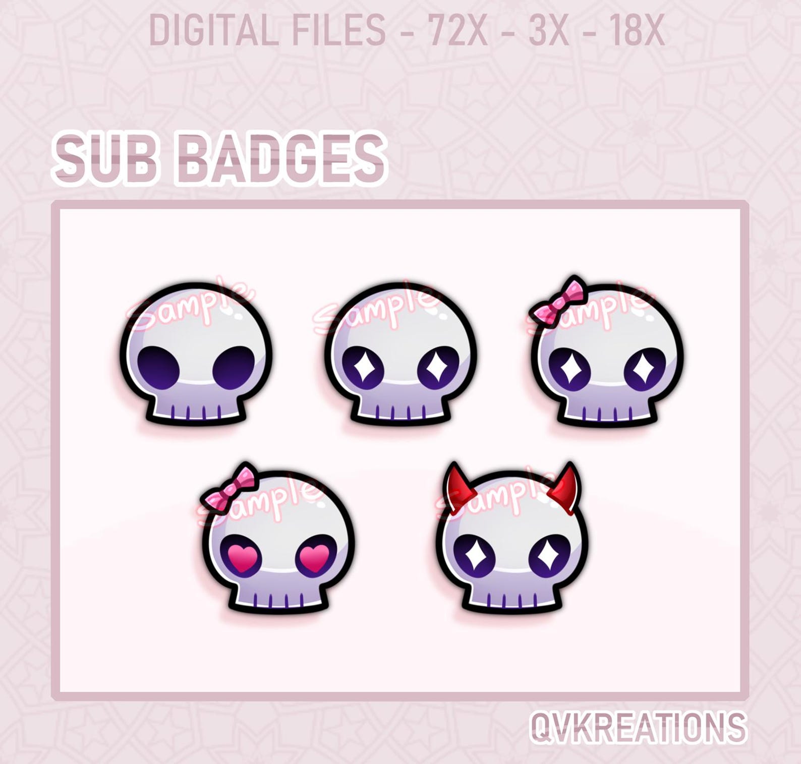 5x Twitch Skull Sub Badges / Streamer / Channel Points - Etsy