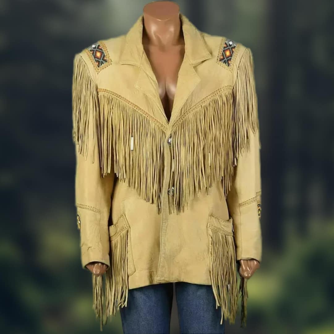 Native American Sioux Beaded Leather Jacket | Women's Western Fringe ...