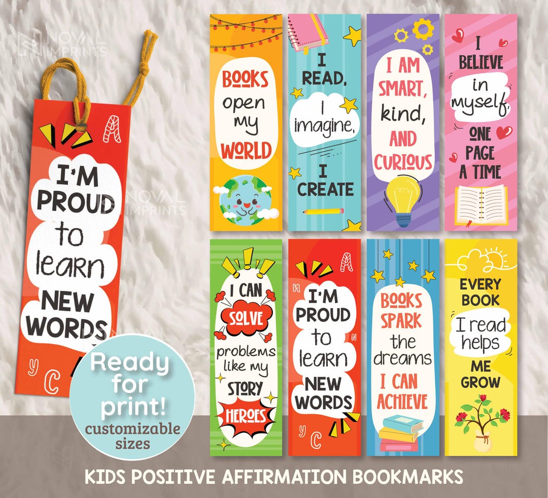 Kids Printable Affirmation Bookmark Positive Quote Bookmarks for ...