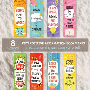 Kids Printable Affirmation Bookmark Positive Quote Bookmarks for ...