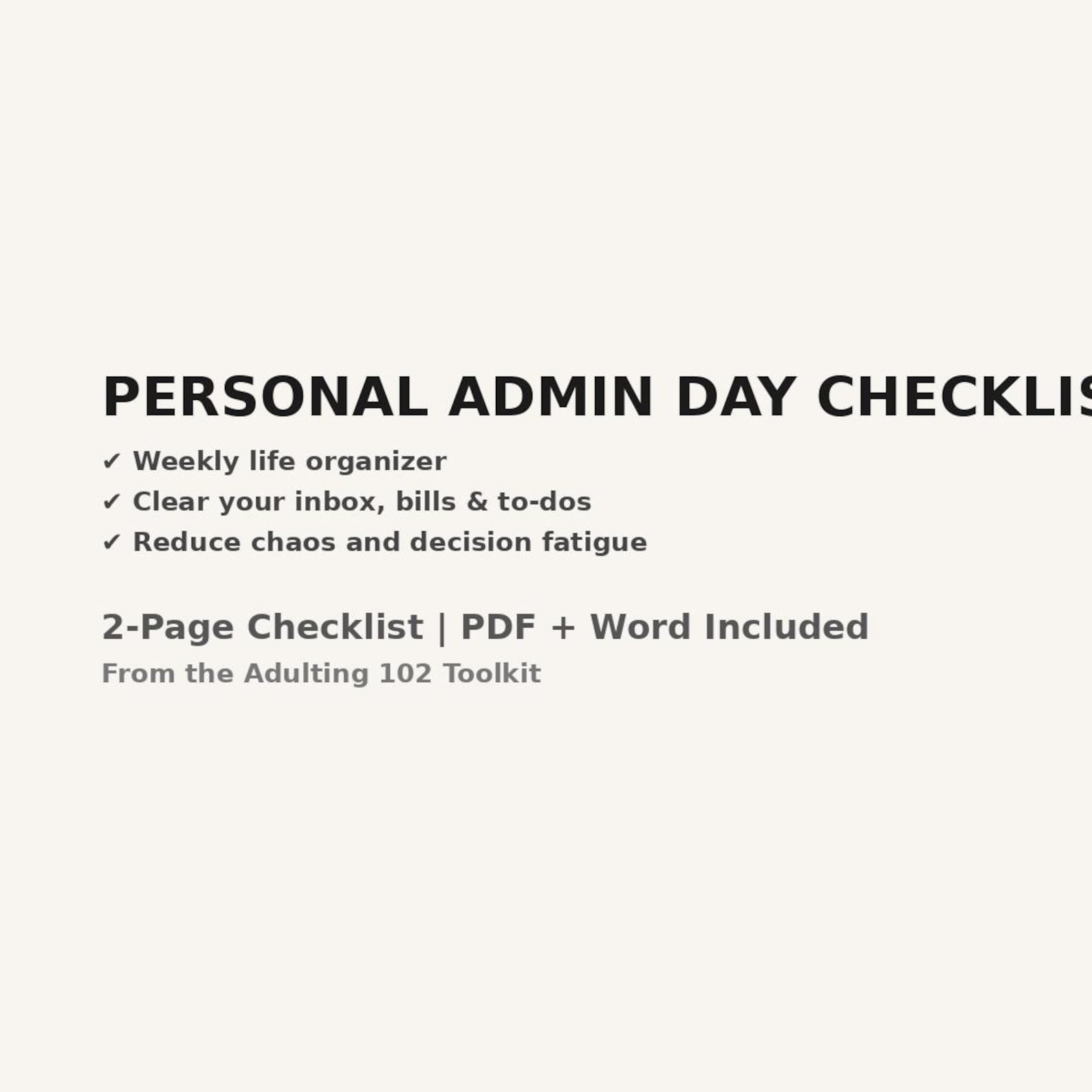 Personal Admin Day Checklist – Printable Weekly Reset for Bills, Emails ...