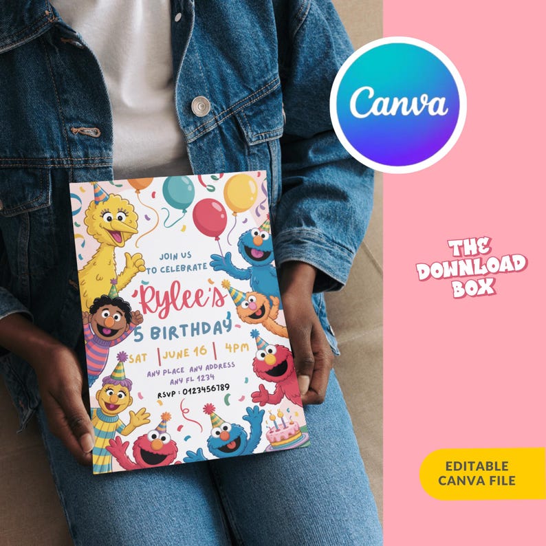 Editable Elmo Birthday Invitation | Sesame Street Digital Invite | Elmo ...