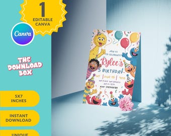 Elmo Birthday Invitation: Sesame Street Party, Editable Flyer (digital ...