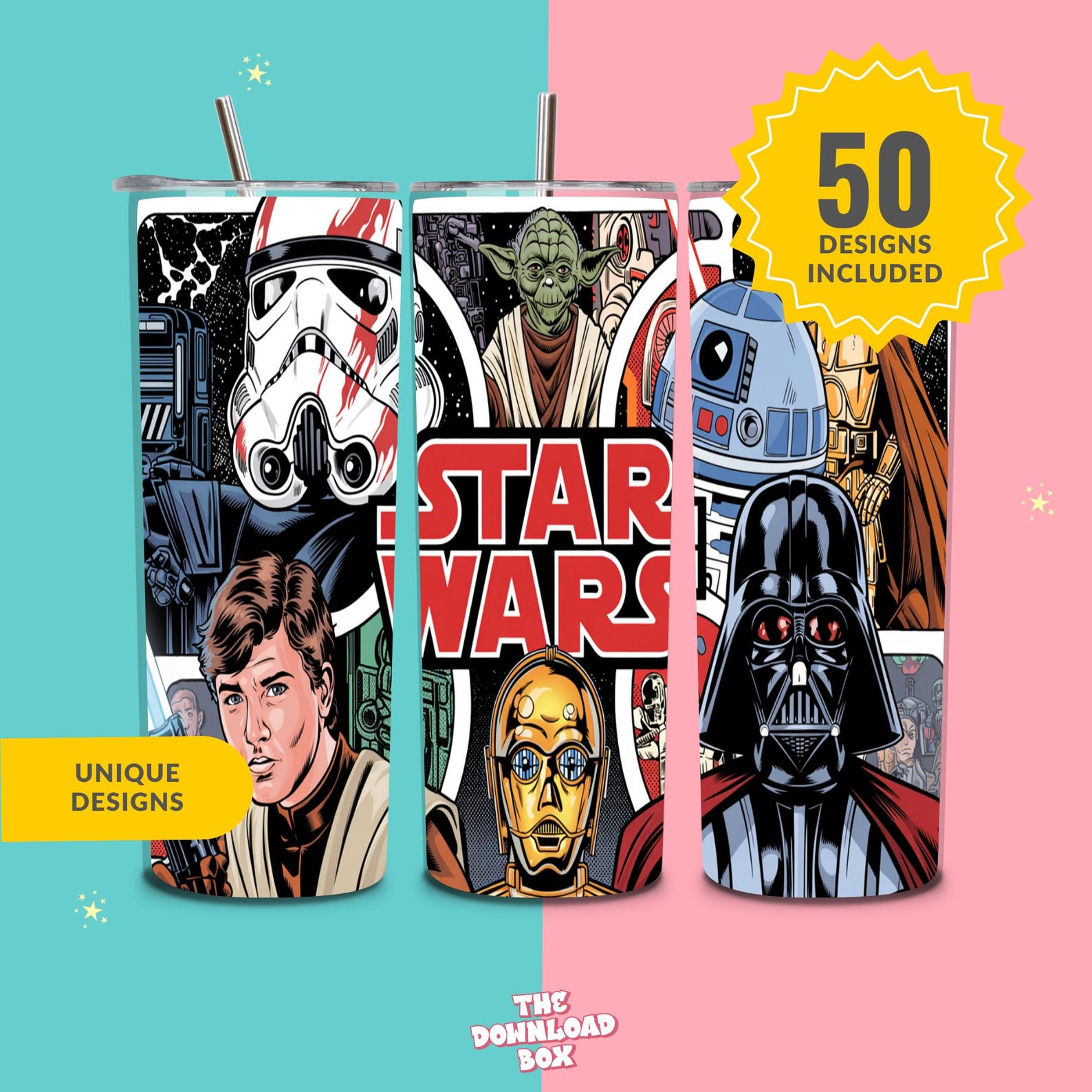 Star W. Cartoon Tumbler Wrap PNG, Sci-fi Tumbler Wrap, Galaxy Theme ...