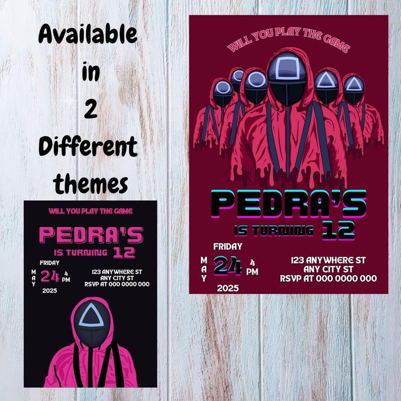 Editable Squid Game Birthday Invitation Template for Kids Birthday ...