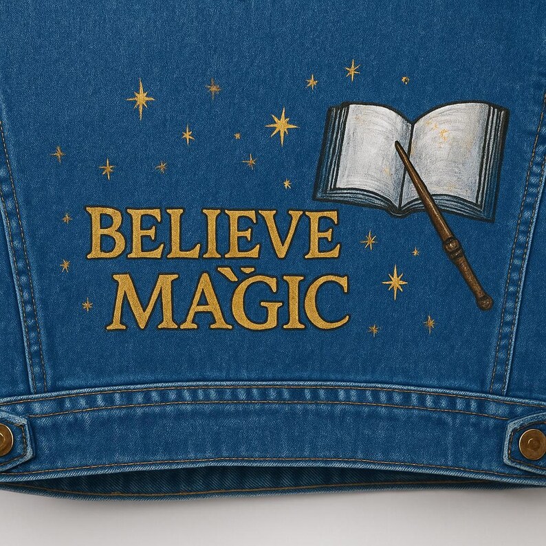 Hand-painted Owl Denim Jacket | "believe in Magic" Wearable Art ...