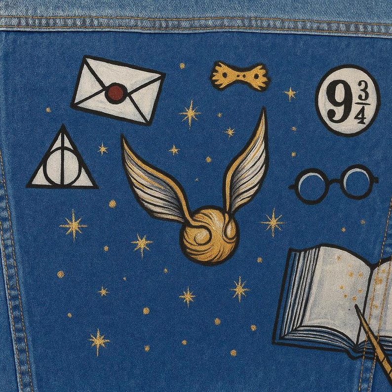 Hand-painted Owl Denim Jacket | "believe in Magic" Wearable Art ...