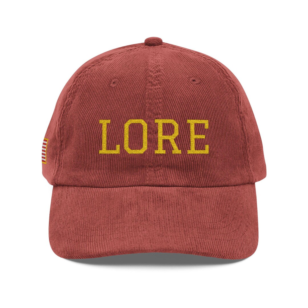 LORE Collegiate Embroidered Corduroy Cap, Red With American Flag - Etsy