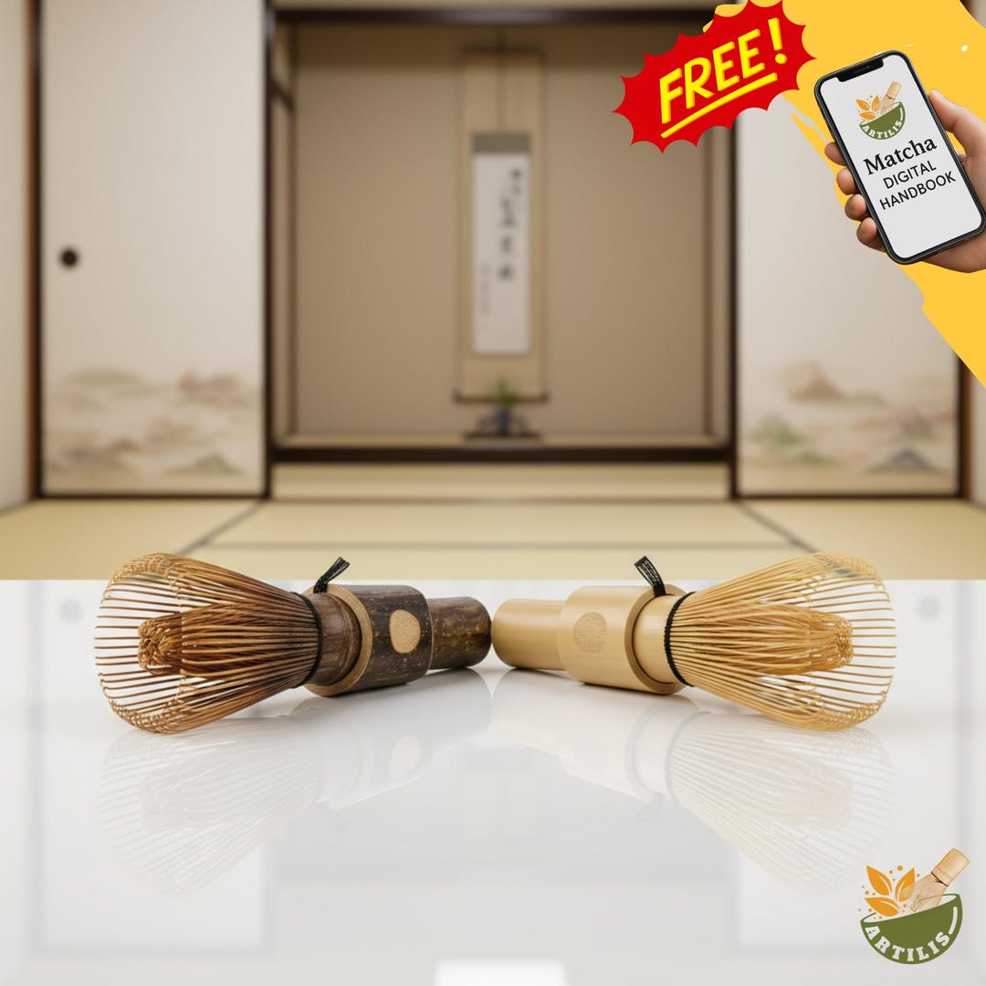 Bamboo Matcha Whisk Set With Dark and Light Chasen | Hand-carved ...